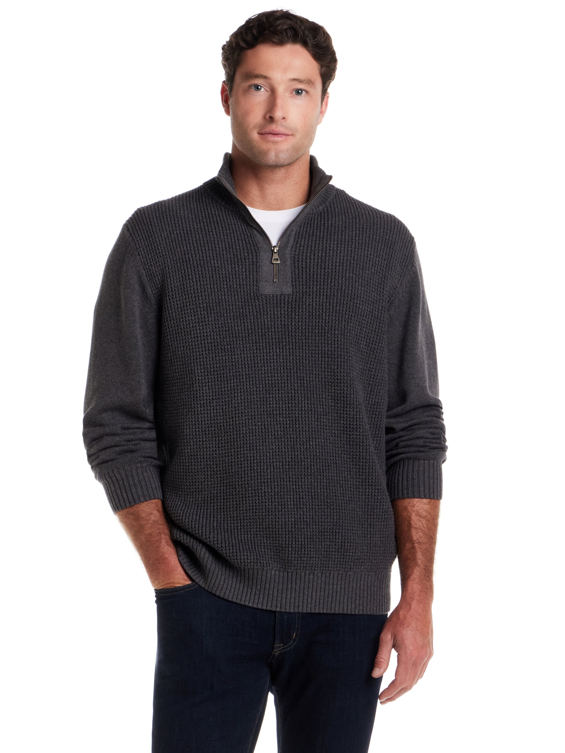 Frontier Threads Men's Quarter-Zip Cotton Sweater - Walmart.com