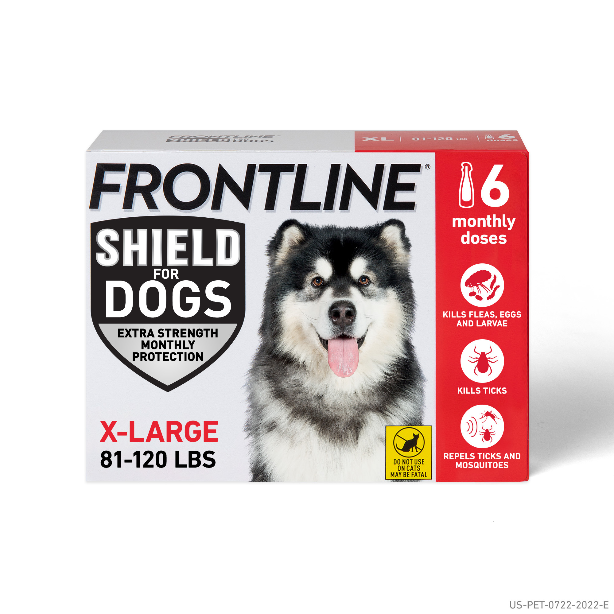 FRONTLINE Shield for Dogs Flea & Tick Treatment, 81-120 lbs, 6 Count ...