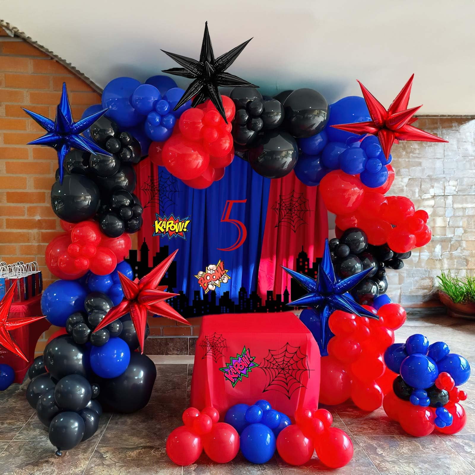 FROUFING Red Black and IFF17 Blue Balloon Garland Arch Kit 146 pcs with ...