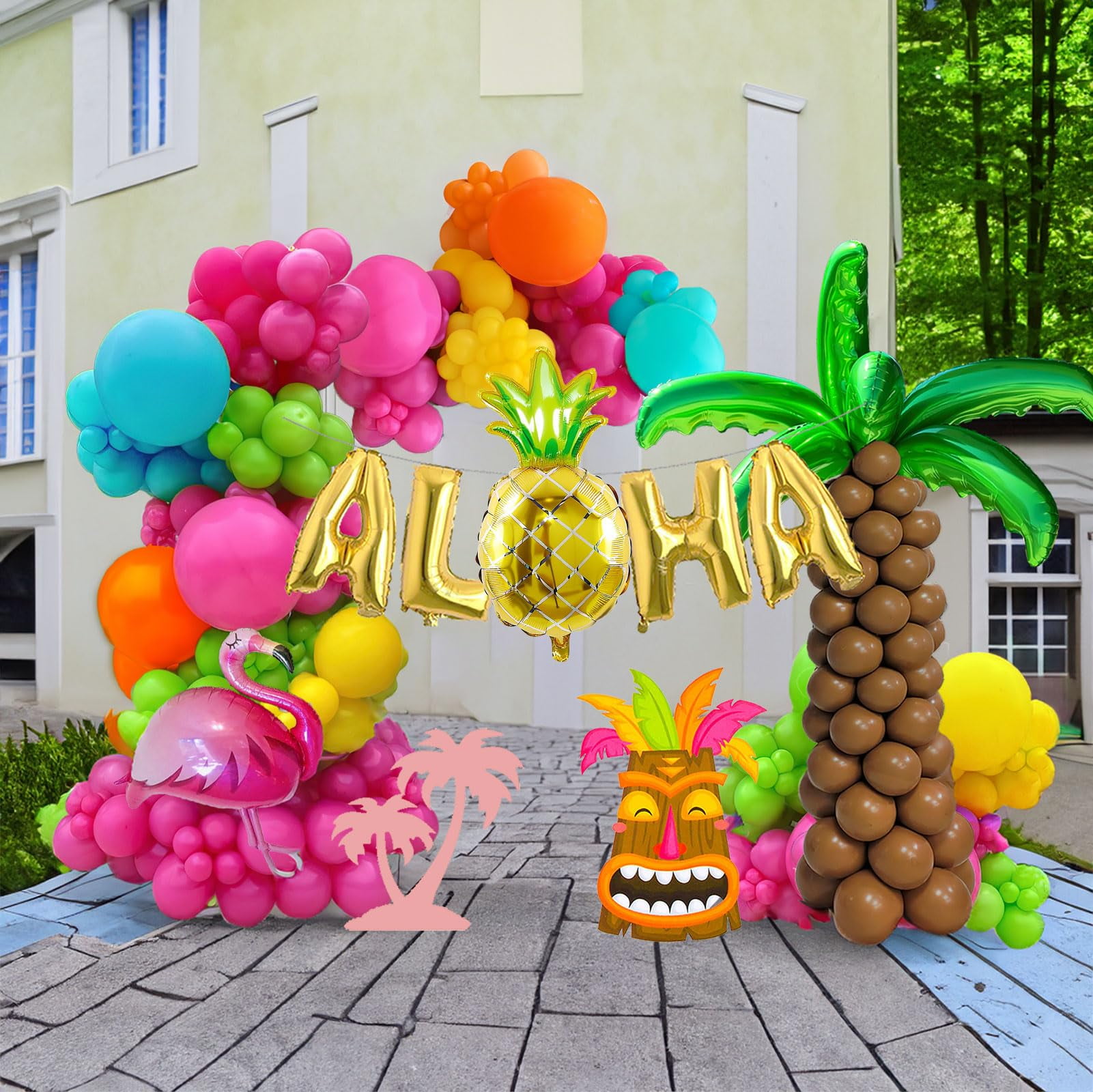 FROUFING Tropical Balloon Garland Arch Kit KKS1 139pcs with Flamingo ...