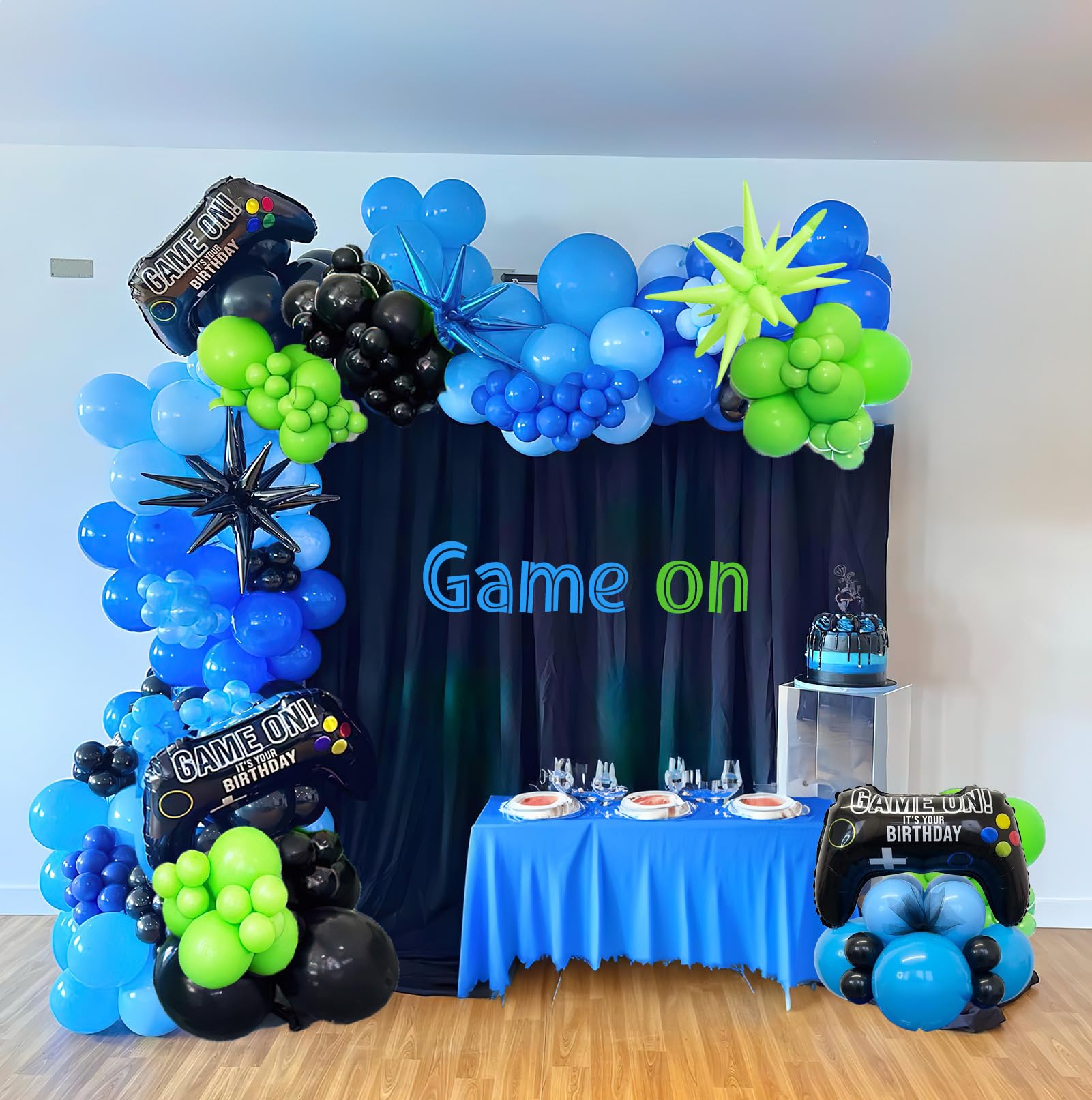 FROUFING Video game Balloon garland kit KKS1 137Pcs Blue Black Green ...
