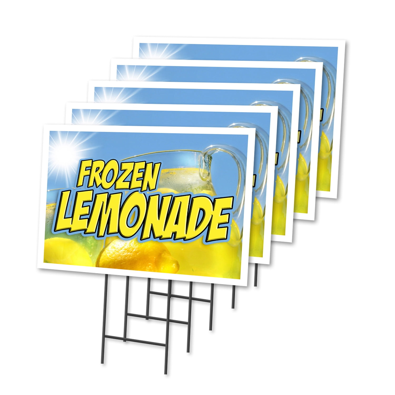 FROZEN LEMONADE 5 Pack Of 12" x 16" Yard Sign & Stake outdoor plastic ...