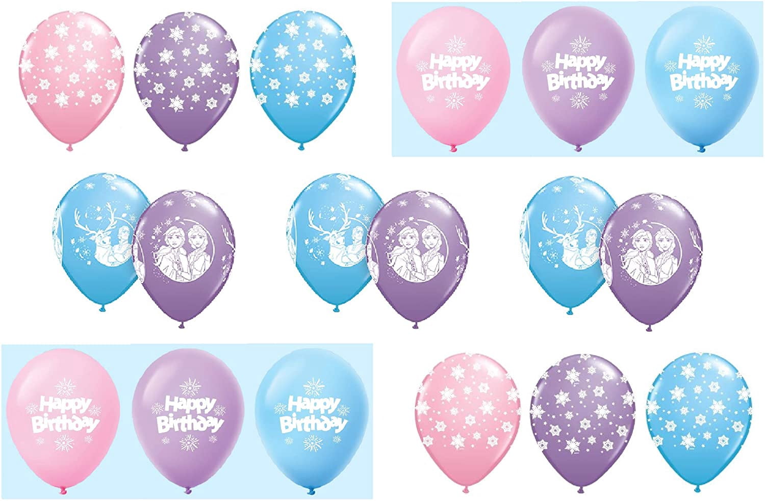 FROZEN Snowflake Pink Blue Purple Snow Flake (18) 11" Happy Birthday ...