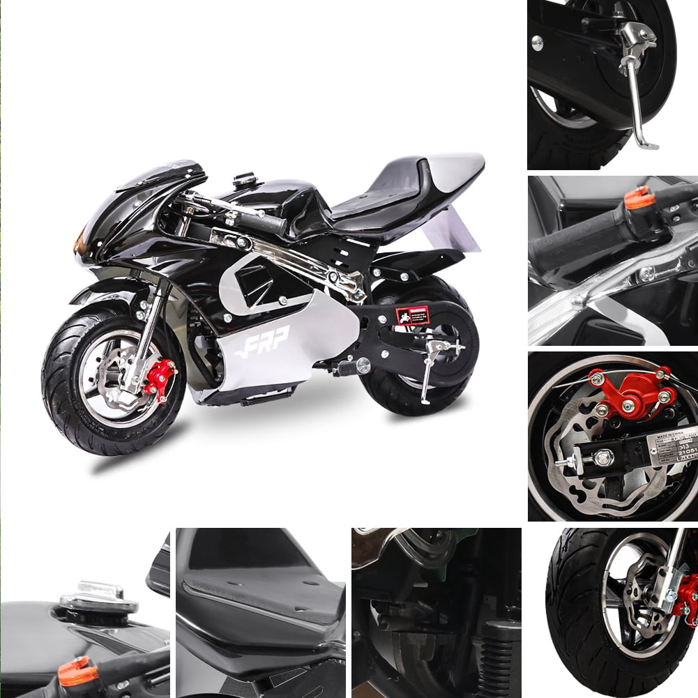 FRP 2 Stroke Mini Pocket Bike for Kids, Max Speed 20 Mph, Strong Dual Brakes, Black - Walmart.com
