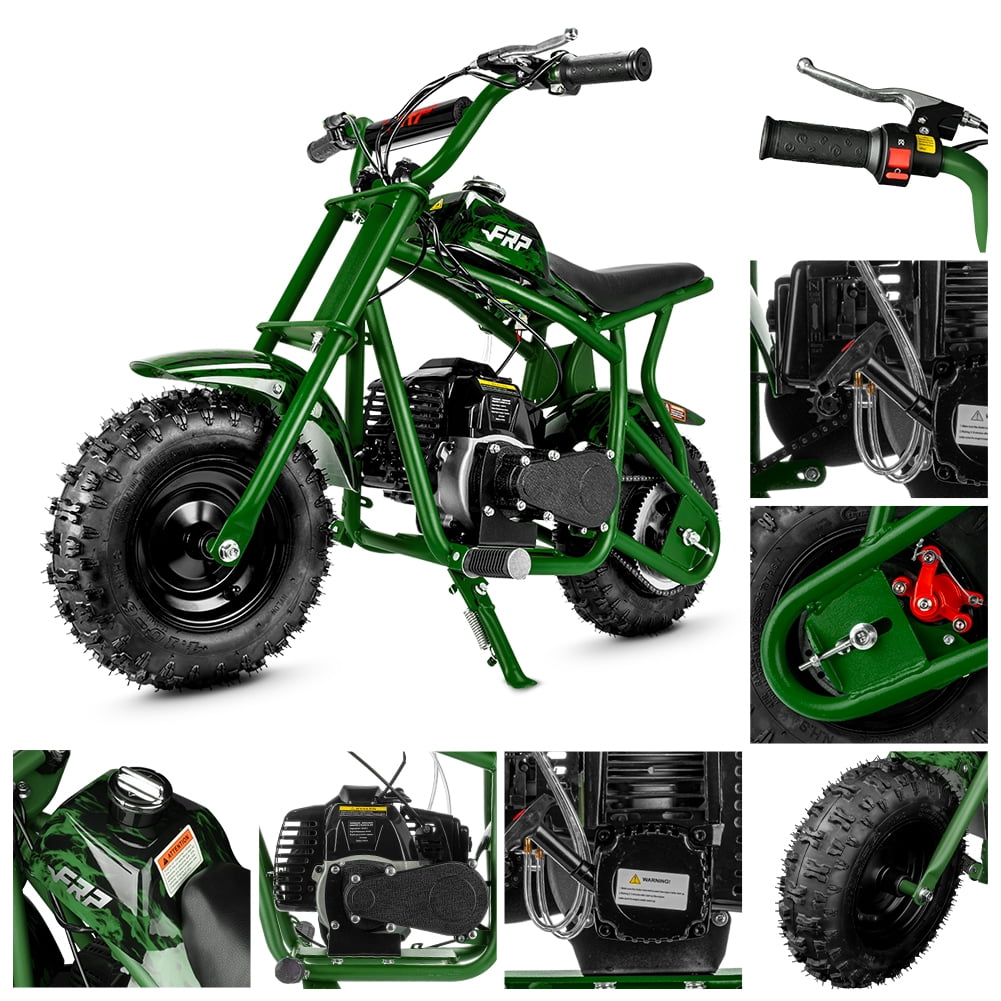 FRP 50cc Gas Dirt Bike - Green Mini Motorcycles for Young Riders, Gas ...