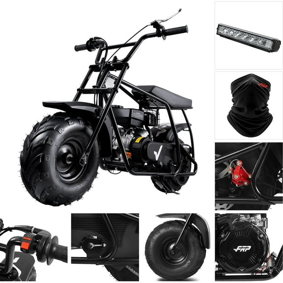 FRP GMB100 99CC 4-Stroke Mini Bike, Gas Powered, LED Headlight, 28 Mph ...