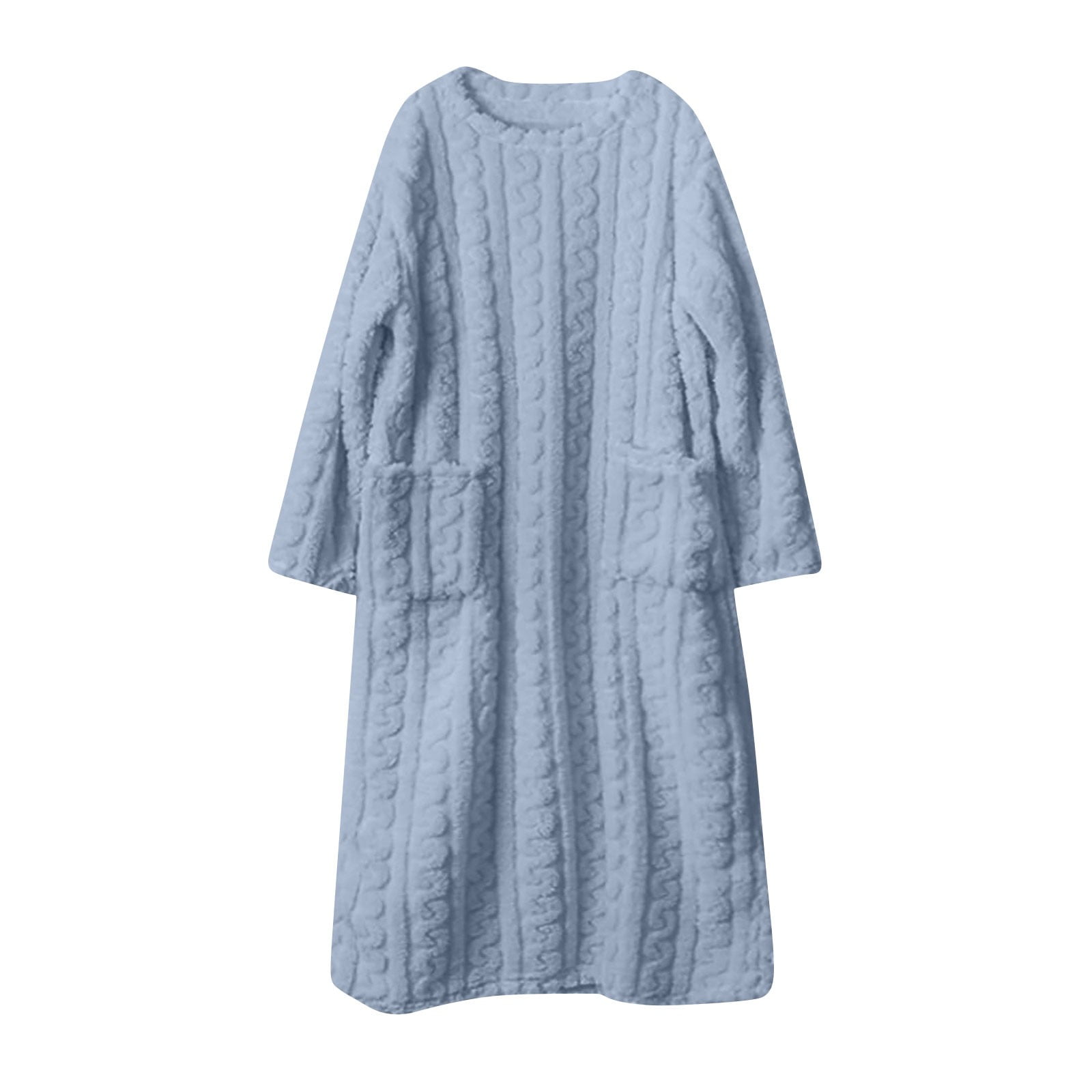 FRSASU Fleece Nightgown for Women Plush Long Sleeve Night Gowns Winter ...