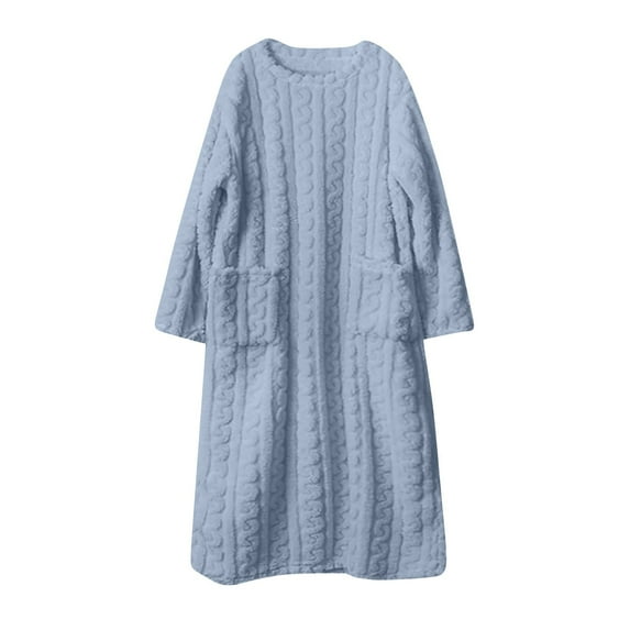 FRSASU Fleece Nightgown for Women Plush Long Sleeve Night Gowns Winter ...
