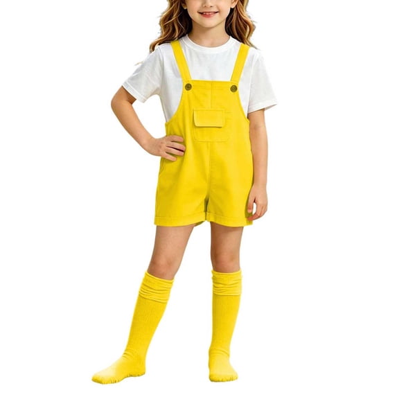 FRSASU Girls 2PC Overalls Set Casual Solid Color Adjustable Strap ...
