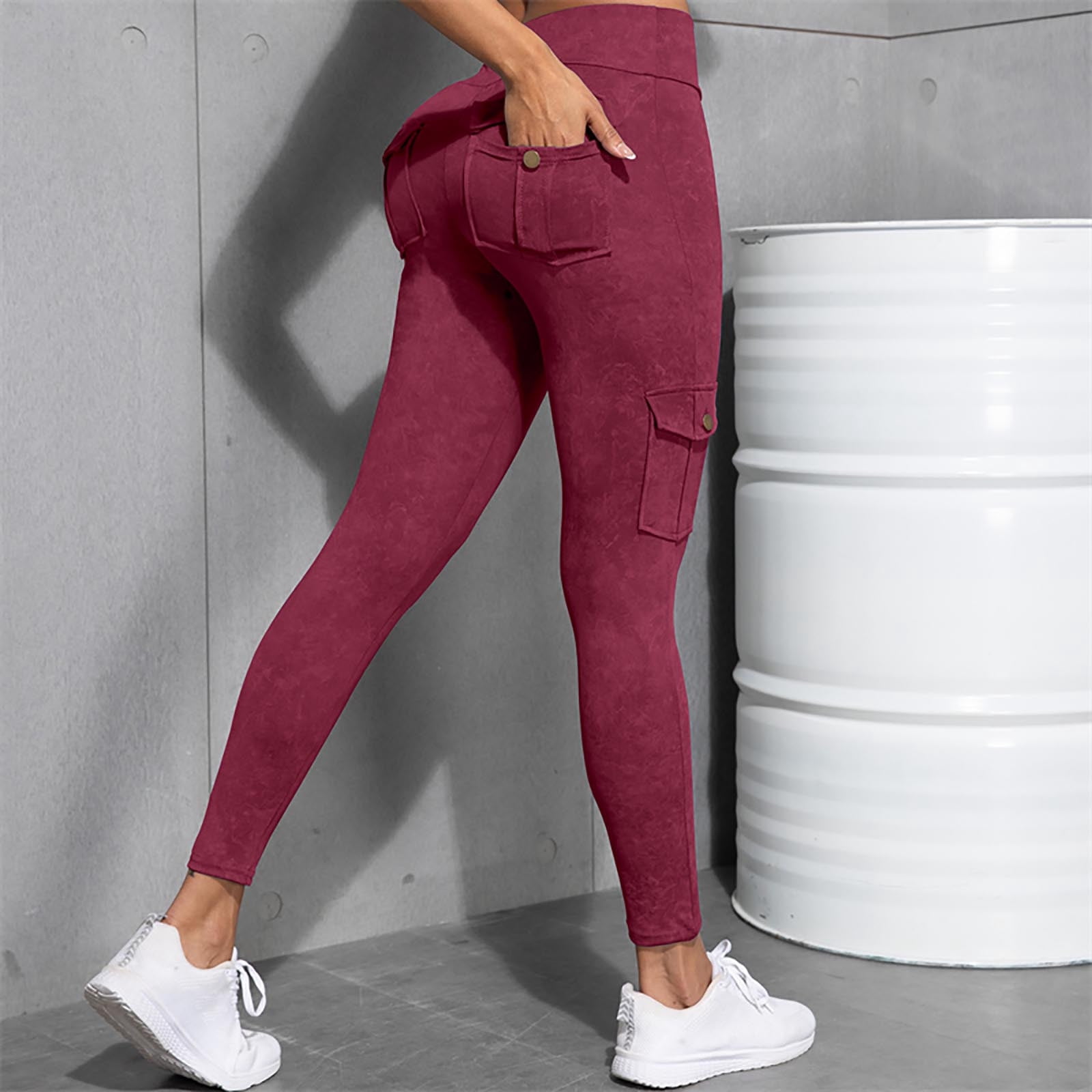 FRSASU Ladies' Solid Color Seamless High Waist and Hip Lifting Exercise ...