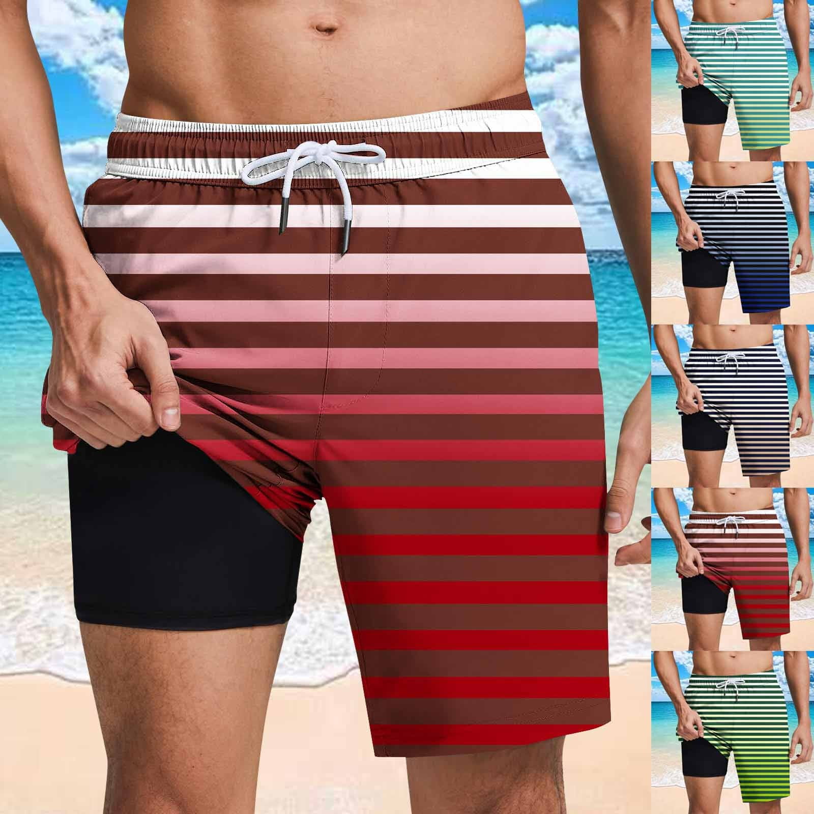 FRSASU Men Swim Trunks with Compression Breathable Liner Quick Dry ...