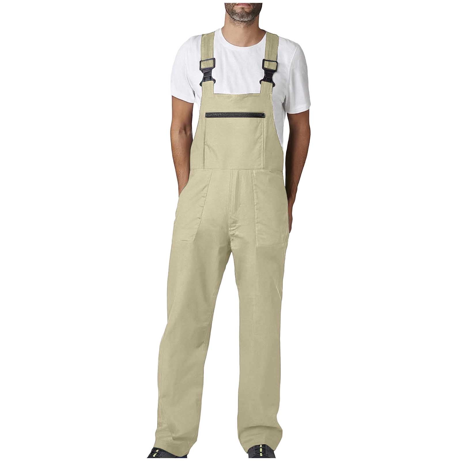 FRSASU Men's Bib Overalls Sturdy Canvas Work Overalls with Adjustable ...