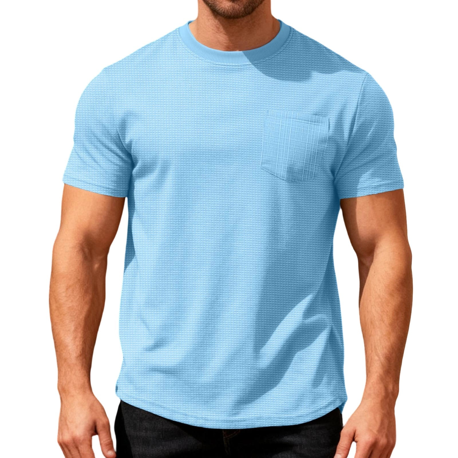 FRSASU Men's Big and Tall Shirts Waffle Crew Neck Short Sleeve Shirts ...