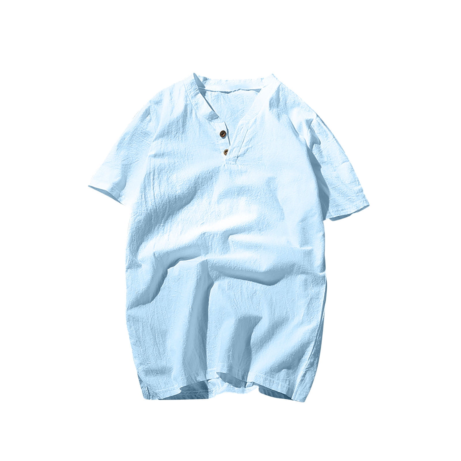 FRSASU Men's Casual Cotton and Linen Henley Shirt Short Sleeve Band ...