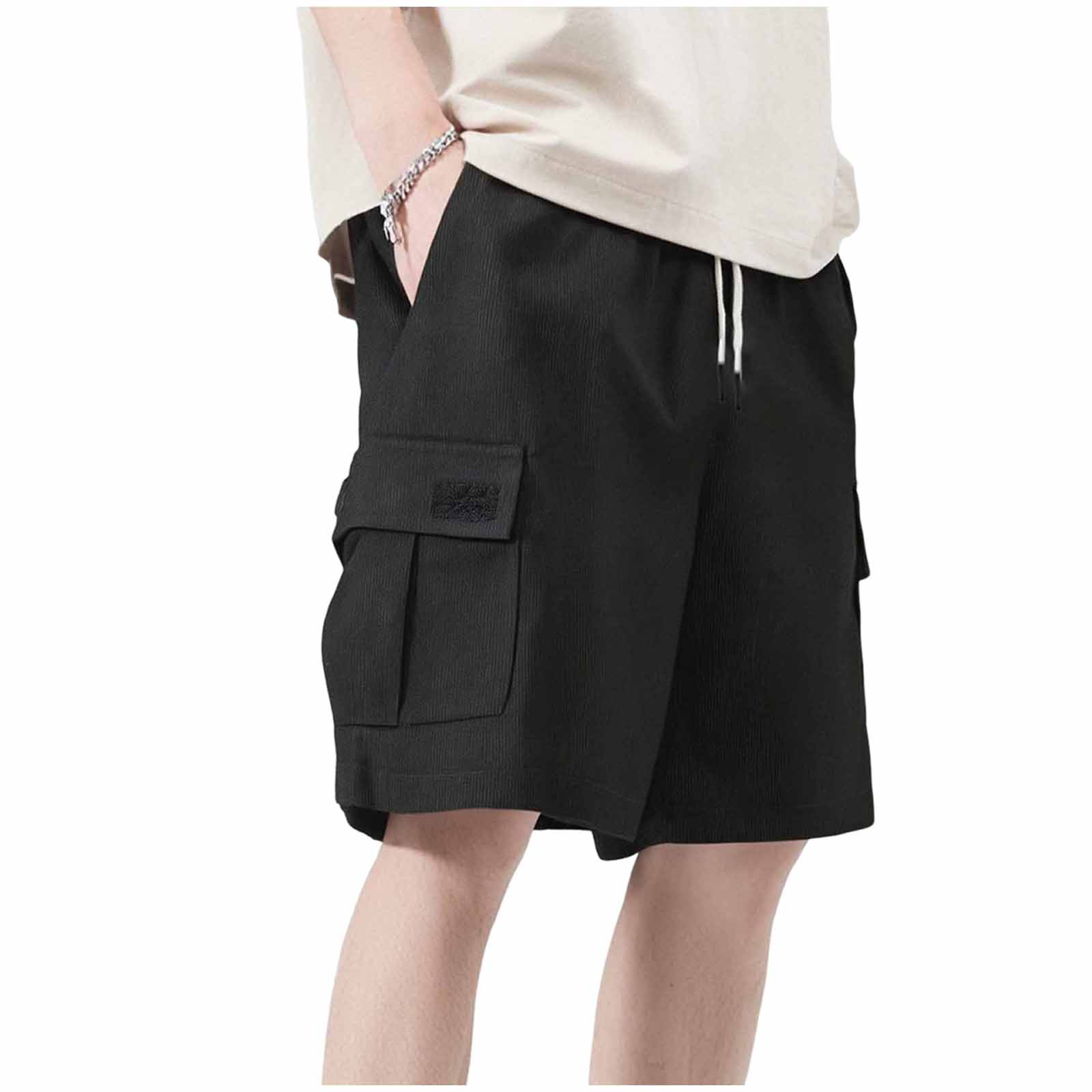 FRSASU Men's Casual Solid Color Corduroy Cargo Shorts Dress Short Pants ...