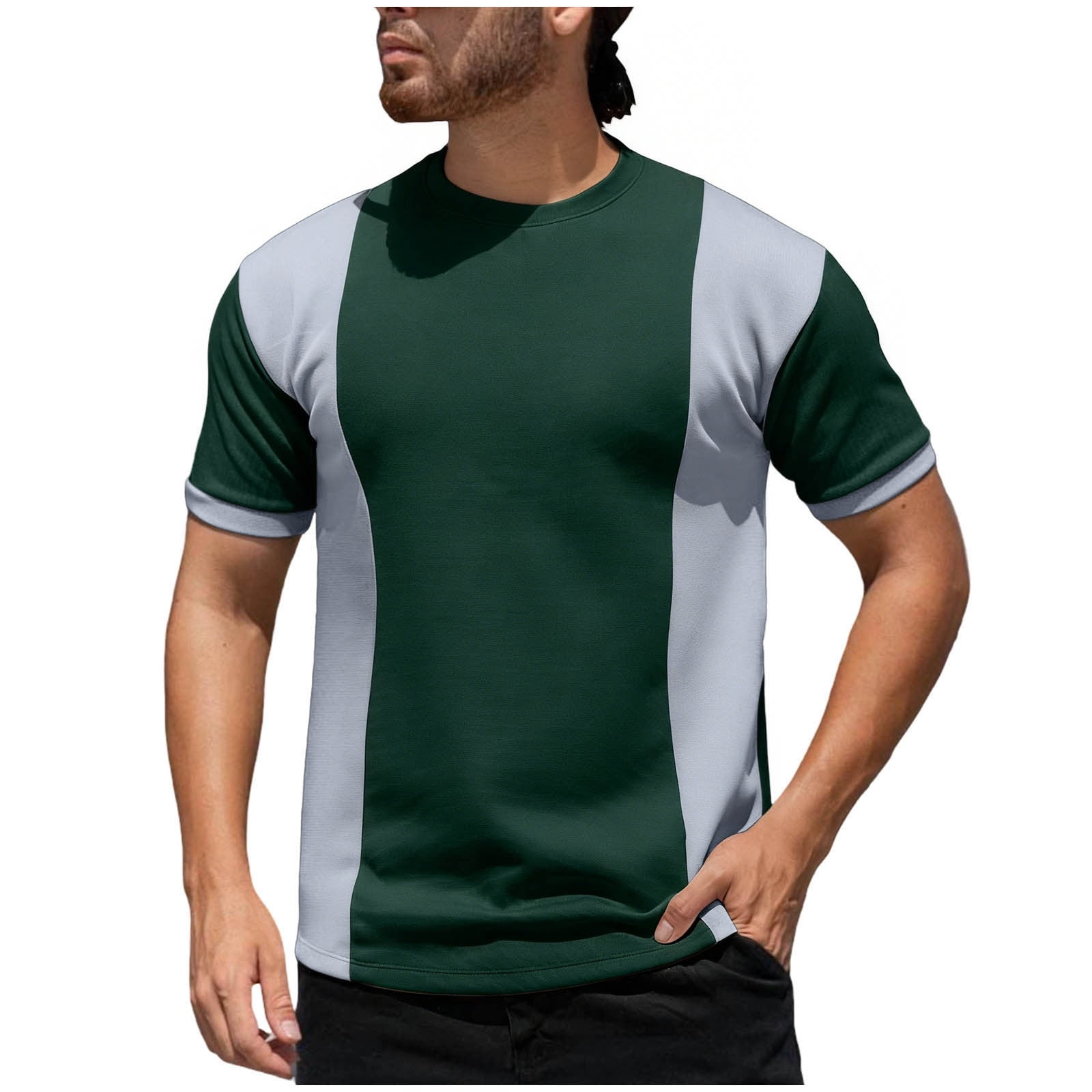 FRSASU Men's Casual T-Shirts Lightweight Crewneck Color Block Short ...