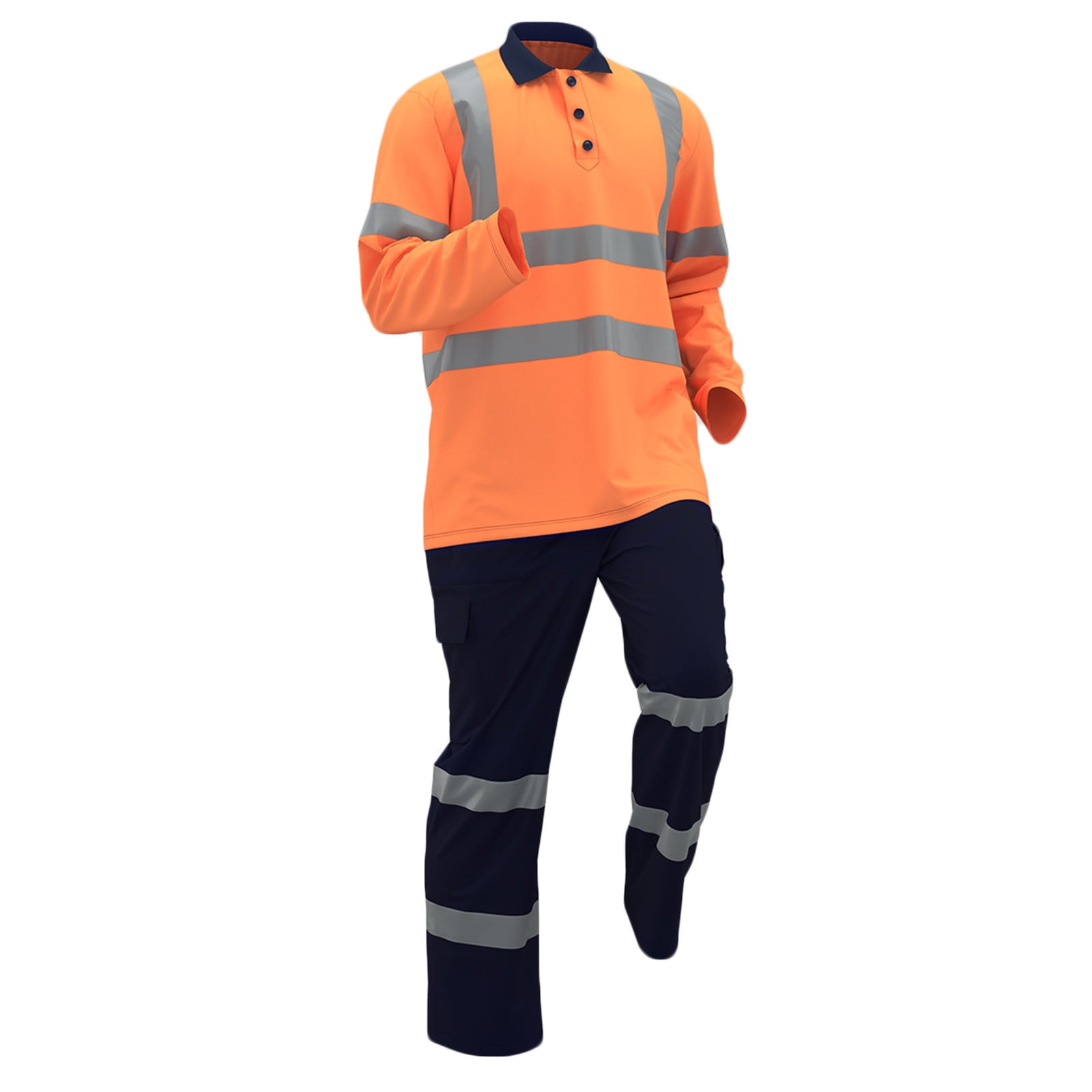 FRSASU Men's Color Blocked Long Sleeve Lapel Top Safety Construction ...