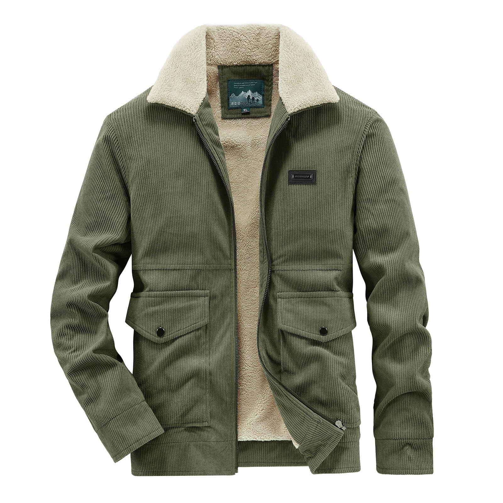 FRSASU Men's Corduroy Jacket Sherpa Lined Trucker Jacket Thickened ...