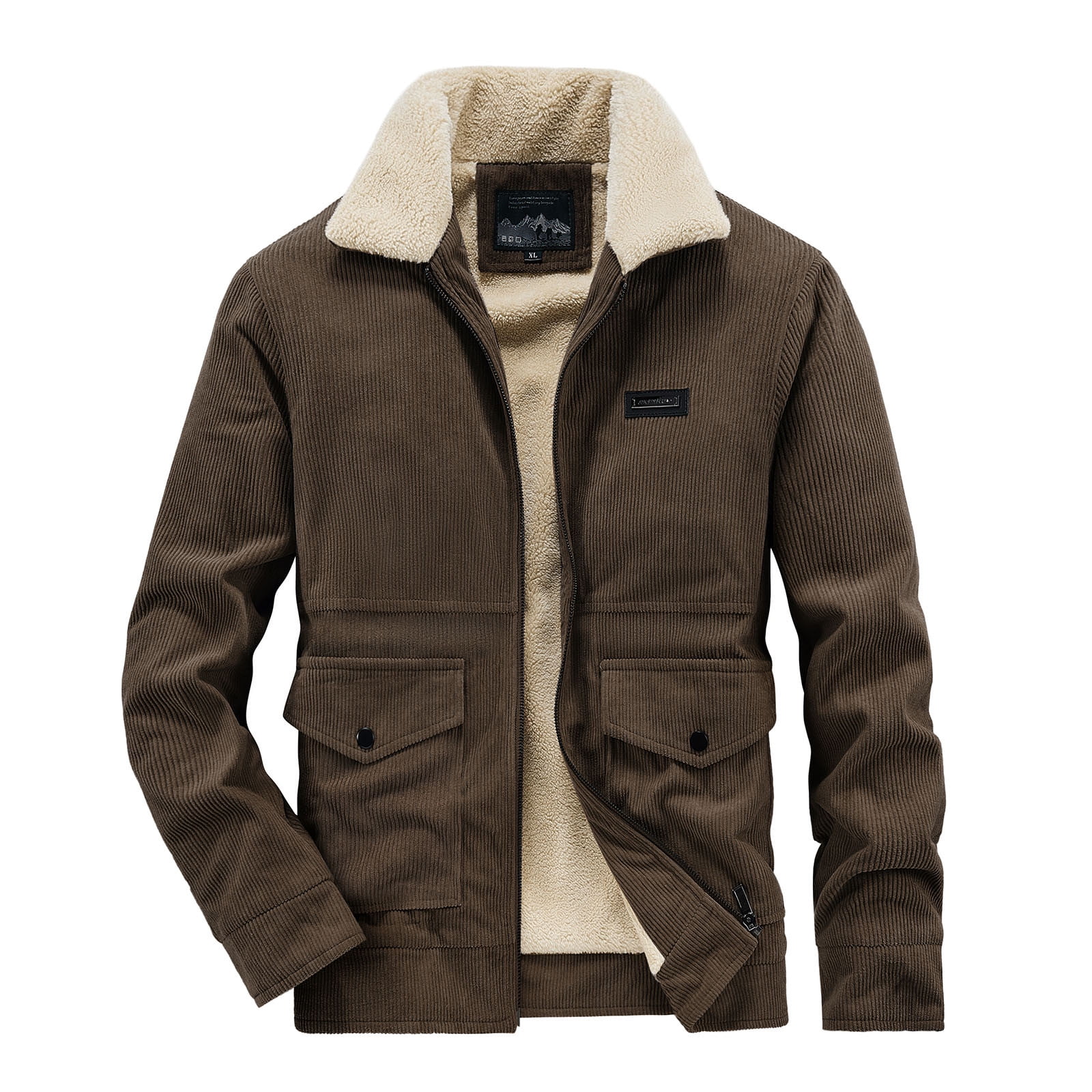 FRSASU Men's Corduroy Jacket Sherpa Lined Trucker Jacket Thickened ...