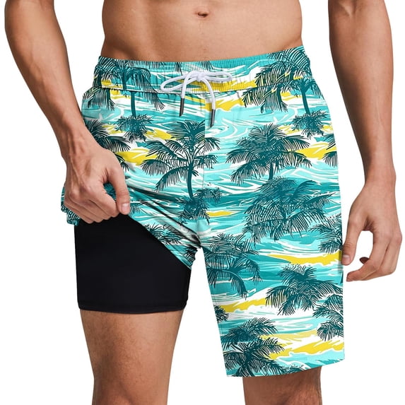 FRSASU Men's Hawaiian Beach Shorts Tropical Plant Beach Patterns ...