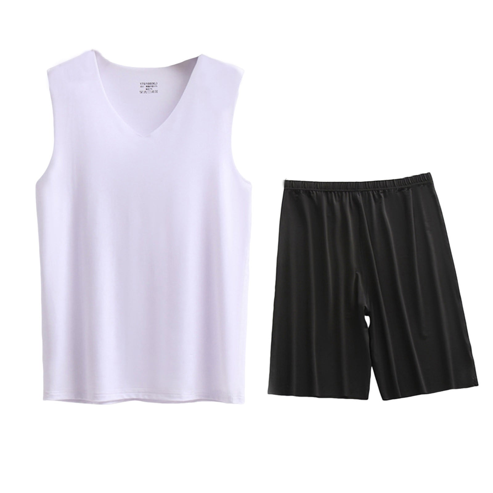 FRSASU Men's Ice Silk Oversized 2 Pieces Set Elastic Waist Shorts ...