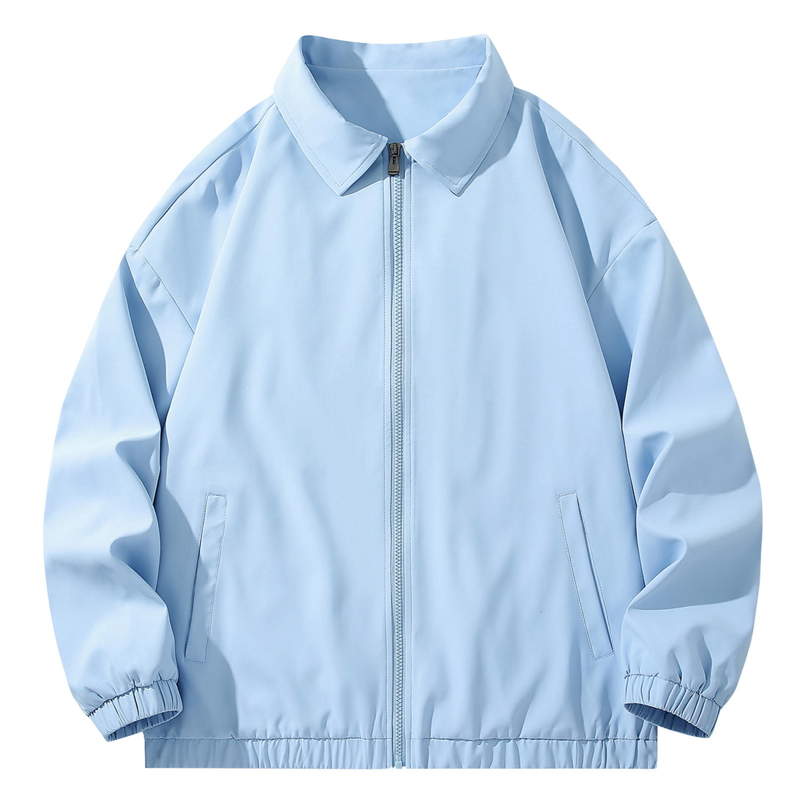 FRSASU Men's Lapel Jackets Full Zip Casual Solid Jacket Lightweight ...