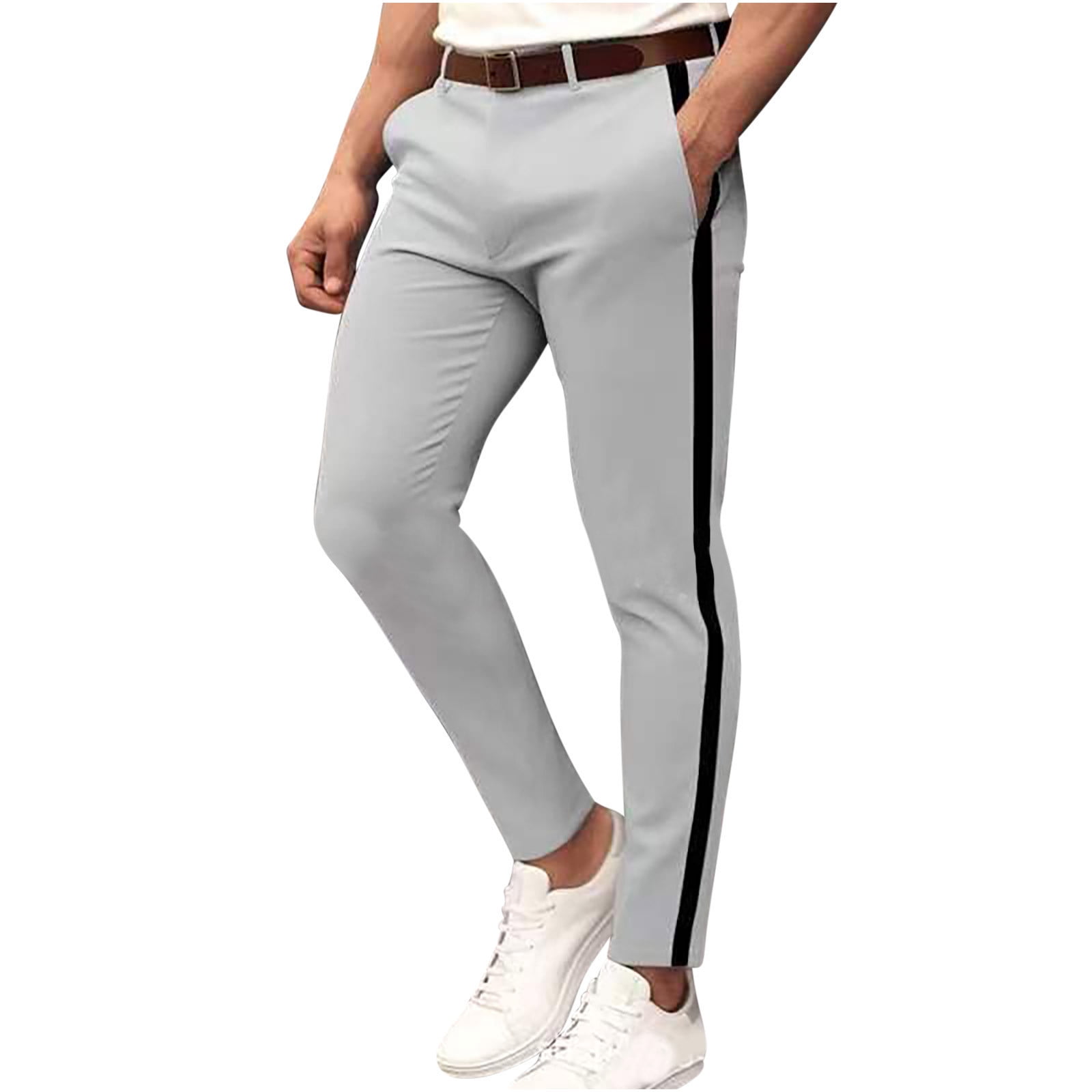 FRSASU Men's Leisure Suit Tight Fashion Pants Fabric Breathab Slim ...