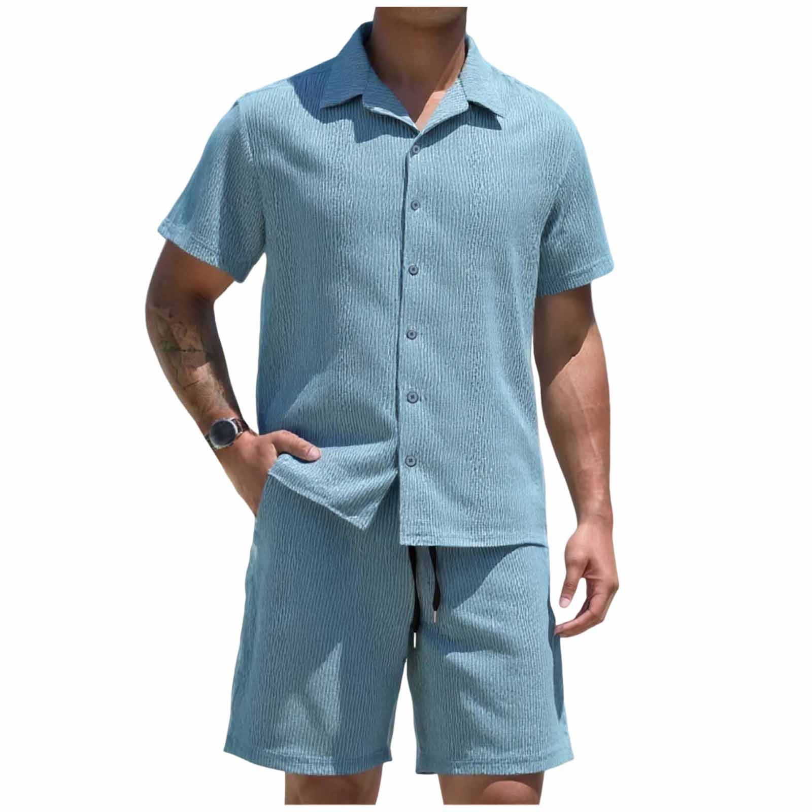 FRSASU Men's Linen Sets 2 Pieces Summer Vacation Party Beach Outfits ...