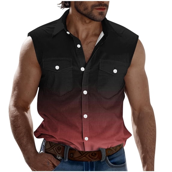 FRSASU Men's Linen Sleeveless Shirts Button Down Beach Tank Top Basic ...