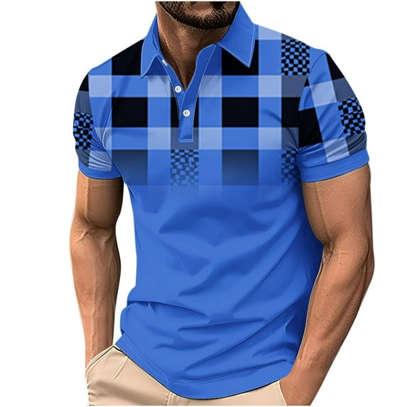 FRSASU Men's Plaid Golf Shirts Short Sleeve Button Down Casual Collared ...