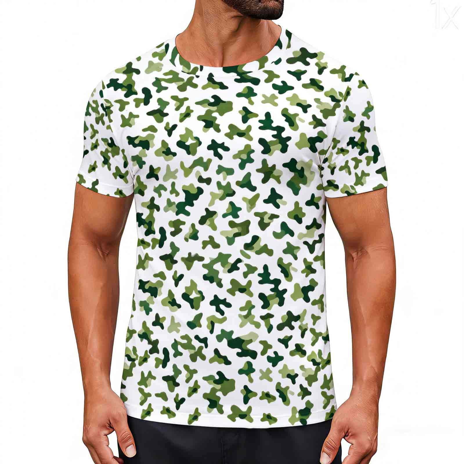 FRSASU Men's Shorts Camouflage Patterns Printing T-Shirt Camo Styles ...