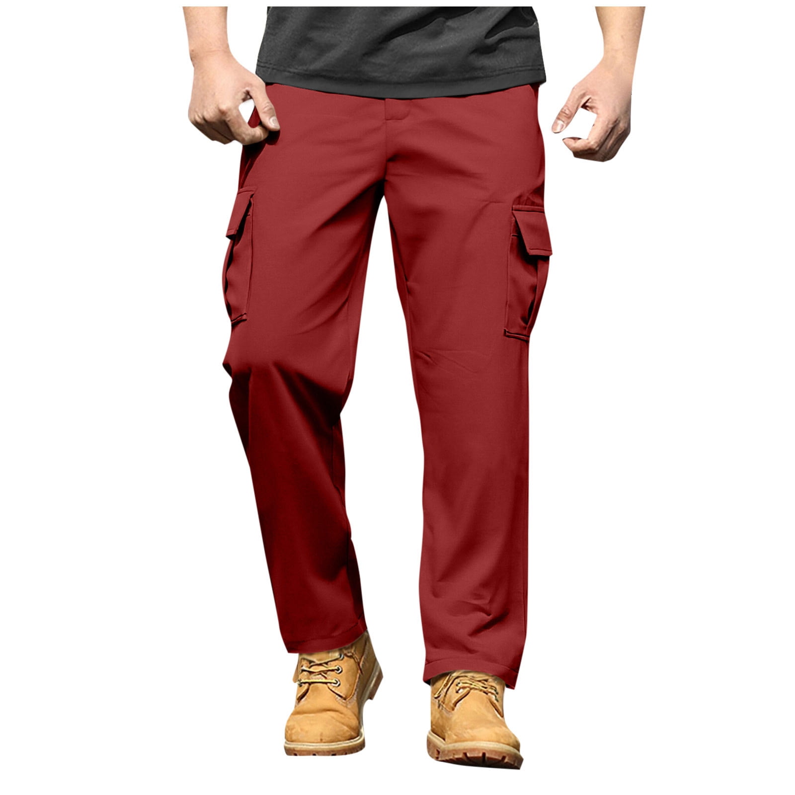 FRSASU Men's Twill Slim-Fit Cargo Hiking Pants Stretch Cotton Casual ...