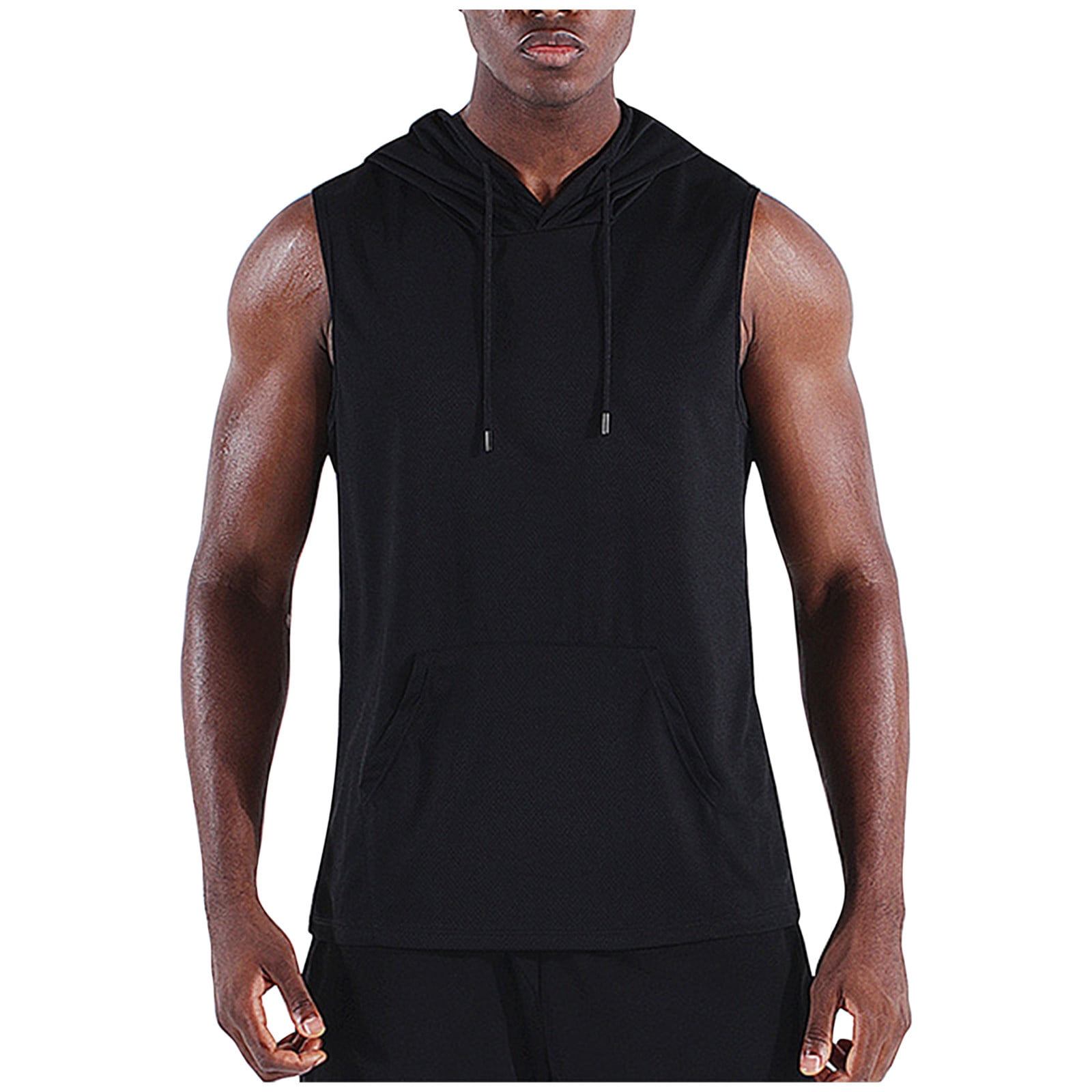 FRSASU Men's Workout Hooded Tank Tops Sports Training Sleeveless Gym Hoodies Bodybuilding Muscle ...