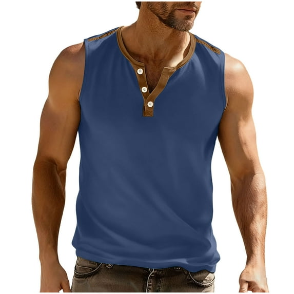 FRSASU Men's Workout Tank Tops Sleeveless Gym Muscle Henley Shirt ...