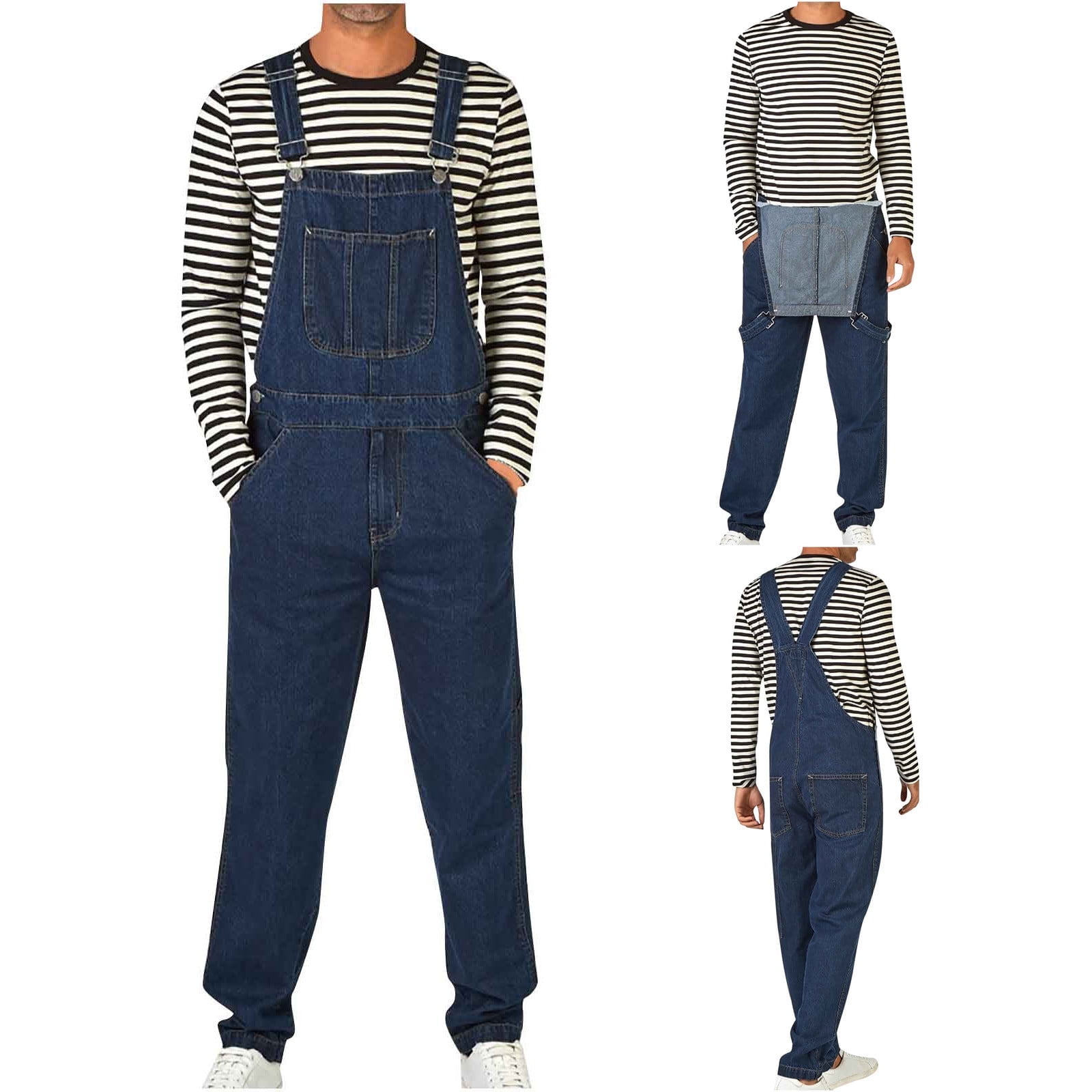 FRSASU Men's chest pocket Denim Bib Overall, Mens Relaxed Fit Overall ...