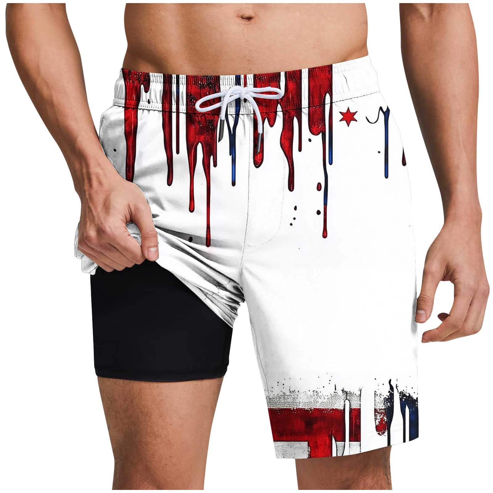 FRSASU Mens 2 in 1 Athletic Running Shorts 7 inch Inseam Workout Gym ...