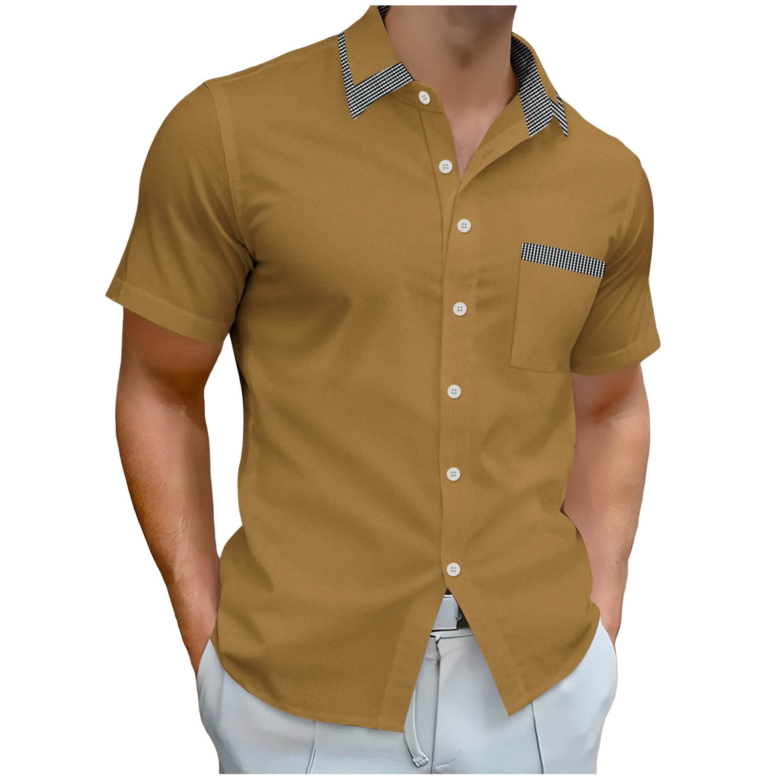 FRSASU Mens Button Down Shirt Short Sleeve Casual Dress Shirts Summer ...