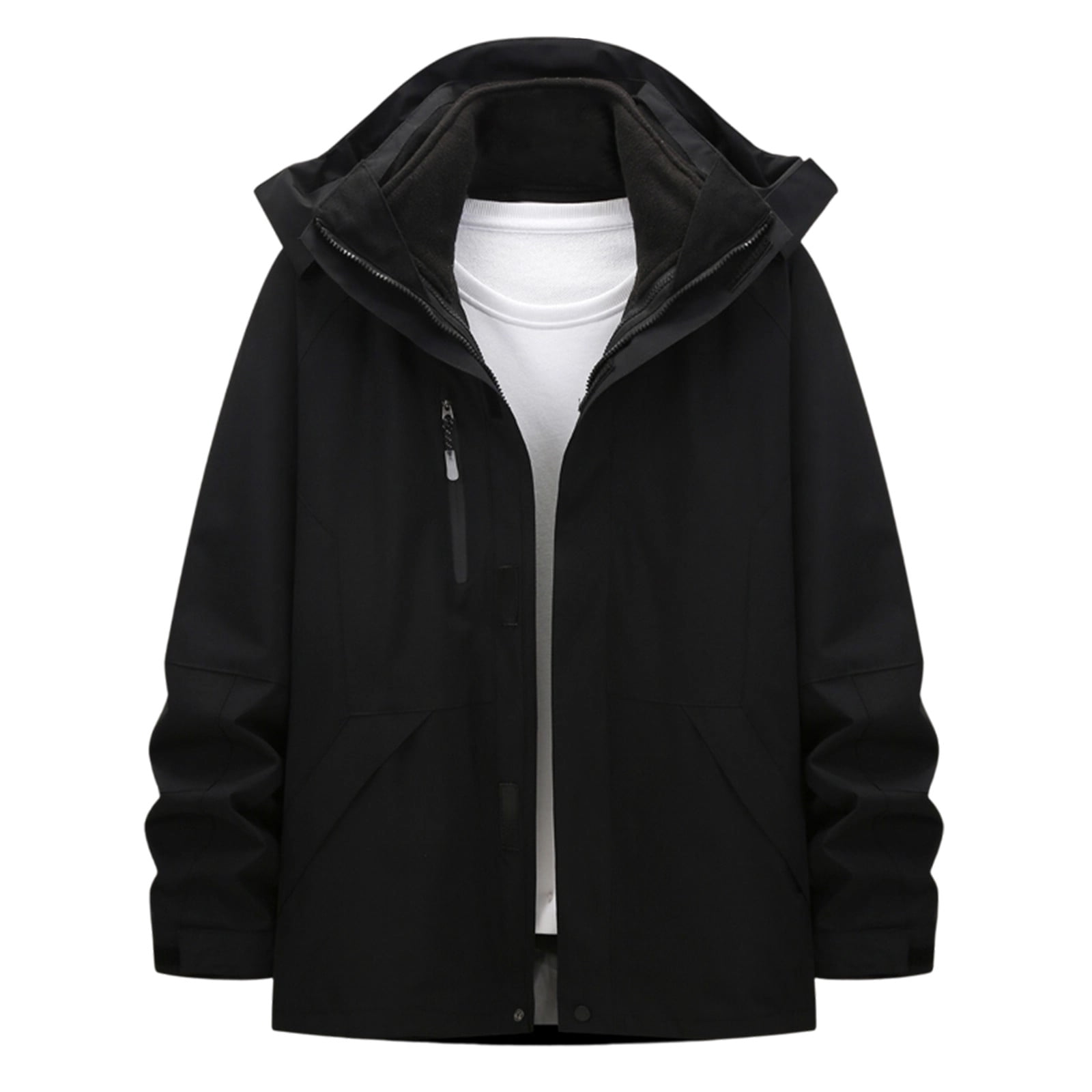 FRSASU Mens Color Blocked Jacket Zip Hooded Windbreaker Coat Outdoor ...