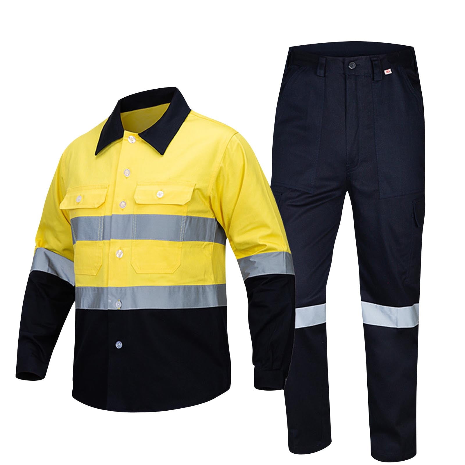 FRSASU Mens Color Blocked Long Sleeve Lapel Top Multi Pocket Workwear ...