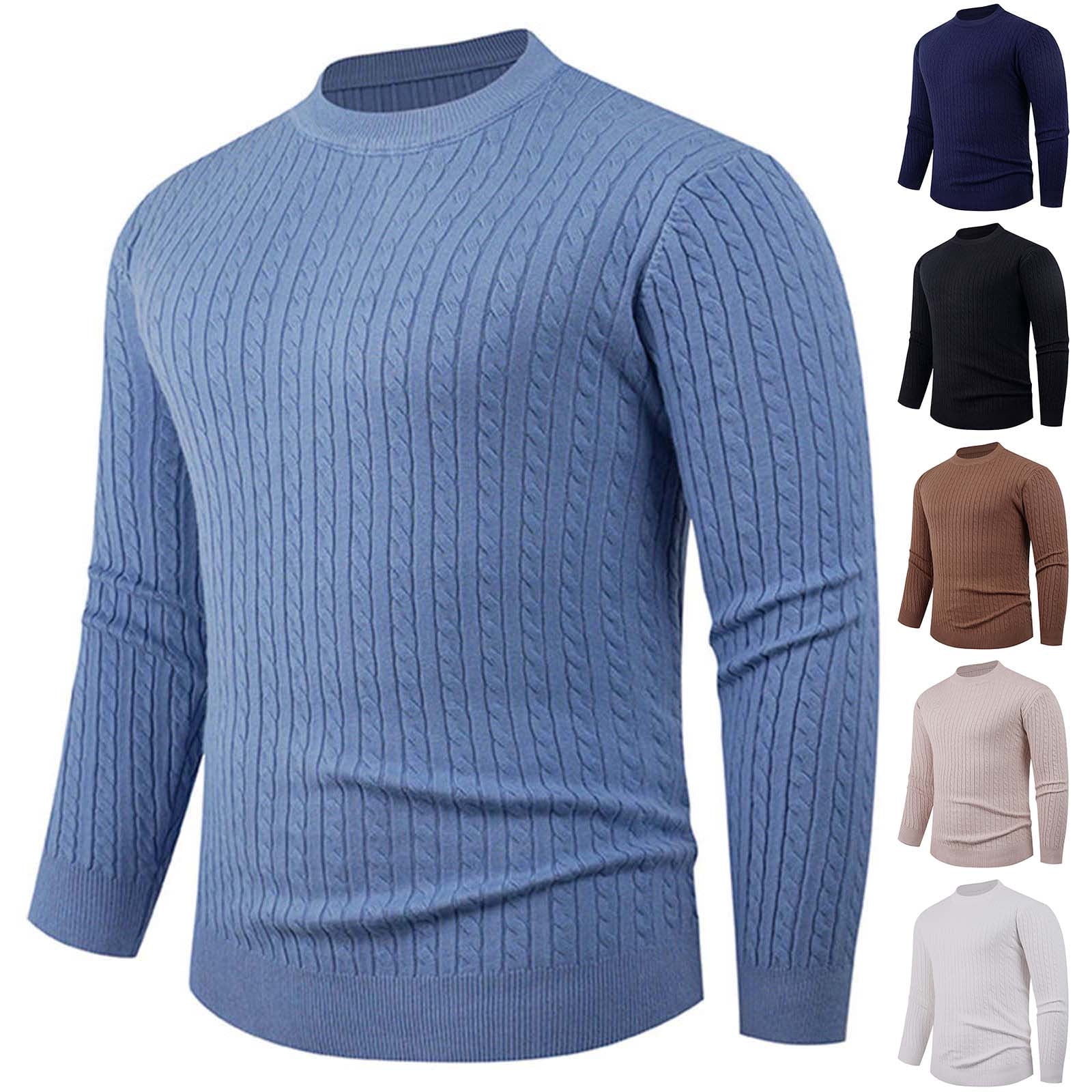 FRSASU Mens Crewneck Sweaters Casual Twists Texture Cable Knit ...