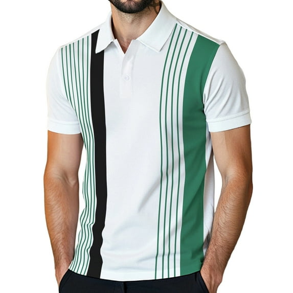 FRSASU Mens Fashion Color Block Polo Shirts Casual Short Sleeve T Shirt ...