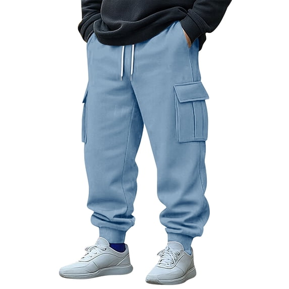 FRSASU Mens Fleece Tapered Sweatpants Warm Winter Athletic Jogger Pants ...