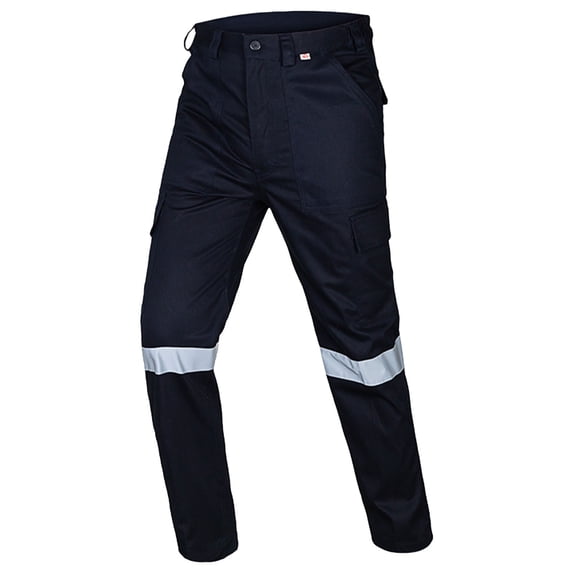 FRSASU Mens Navy Reflective Pants Works Multi Pockets High Vis Work ...