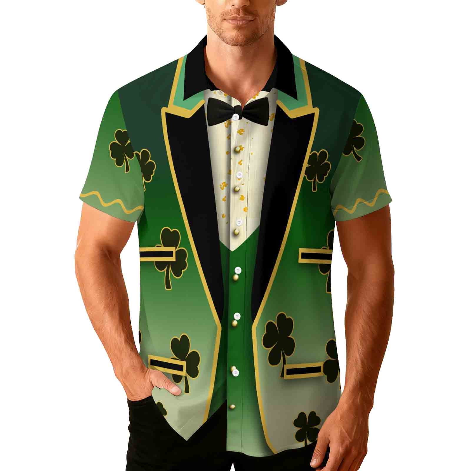 FRSASU Mens Novelty Saint Patricks Button Down Shirt Funny Irish Tees ...