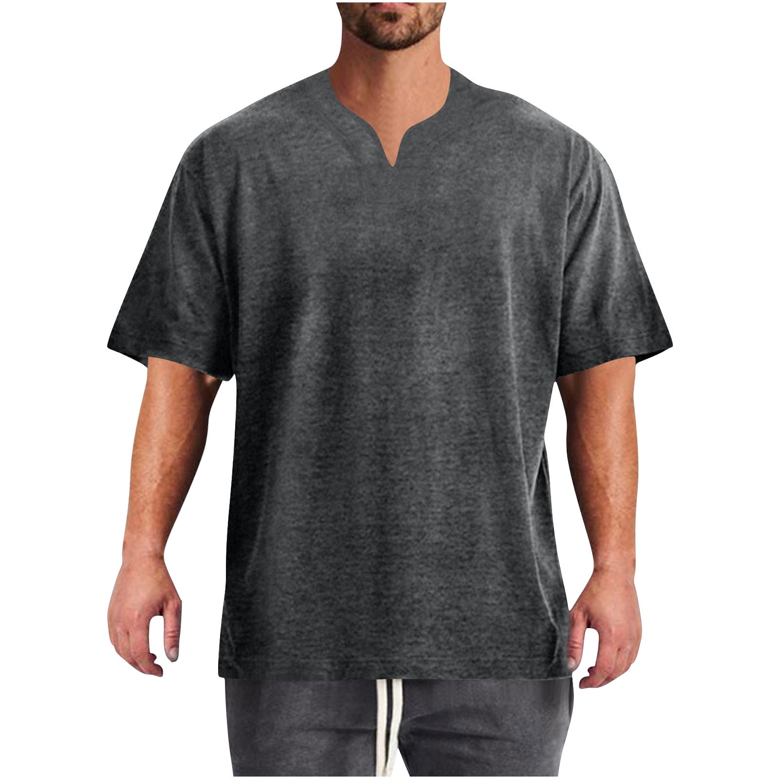 FRSASU Mens Quick Dry V Neck T-Shirts Workout Soft Short Sleeve ...