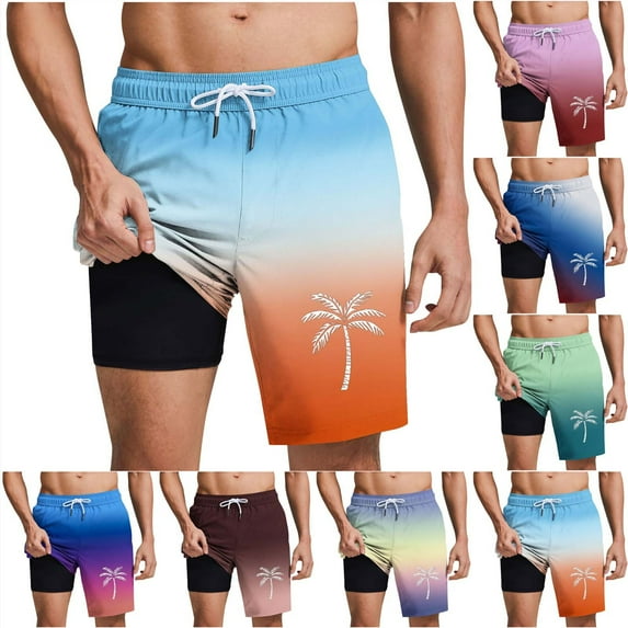FRSASU Mens Swim Trunks: 2 in 1 with Compression Liner Pockets ...