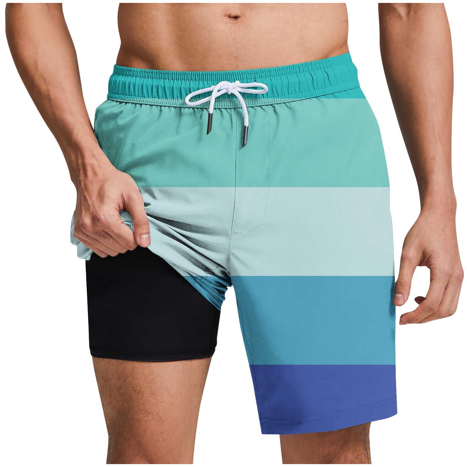 FRSASU Mens Swim Trunks Bathing Suit 9 Inch Inseam Compression Liner ...