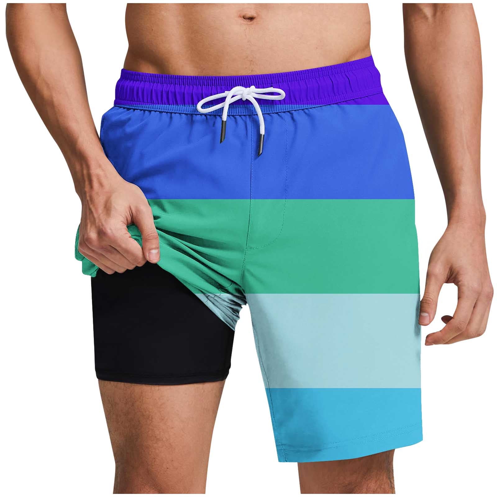 FRSASU Mens Swim Trunks Bathing Suit 9 Inch Inseam Compression Liner ...