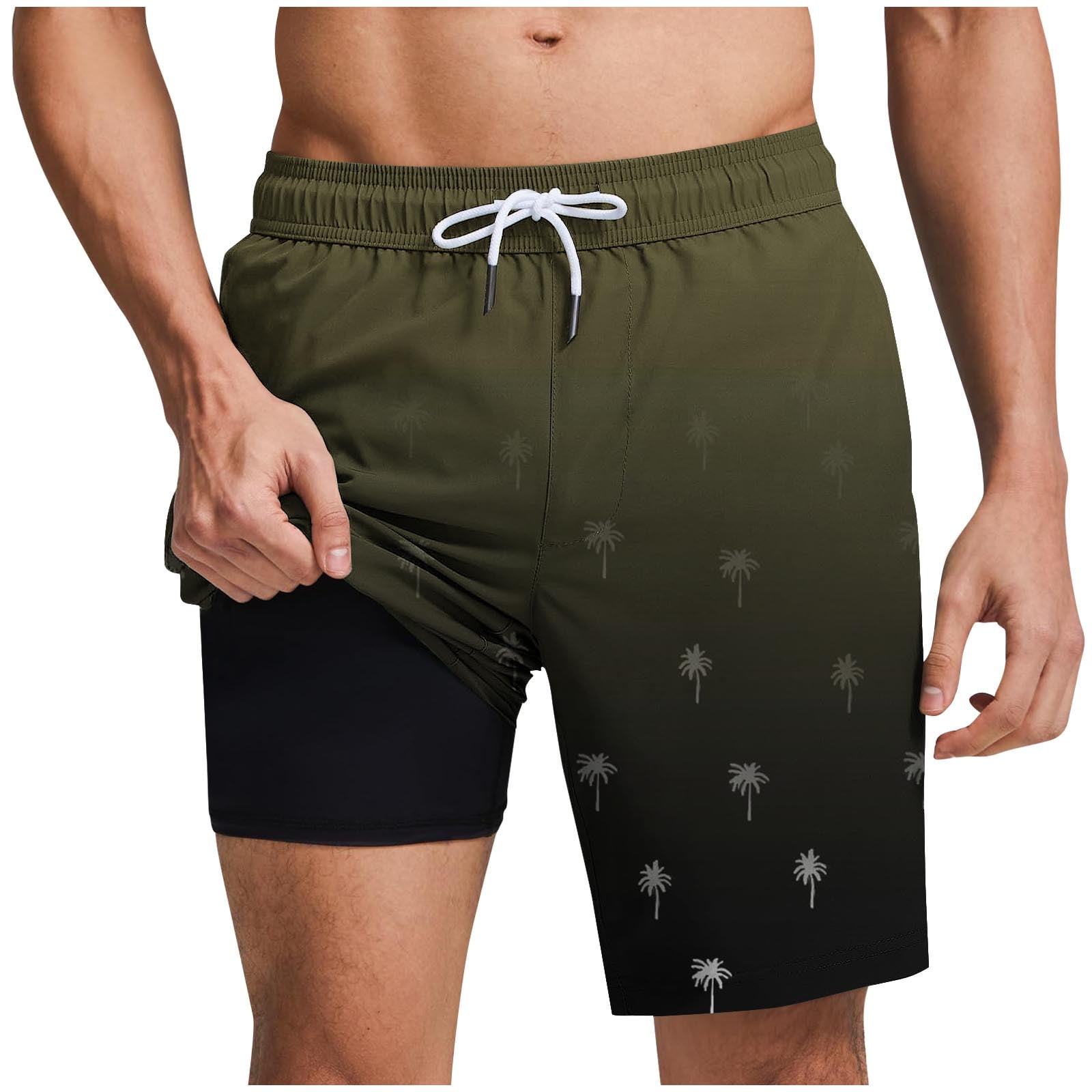 FRSASU Mens Swim Trunks with Compression Liner 5 inch Inseam Quick Dry ...