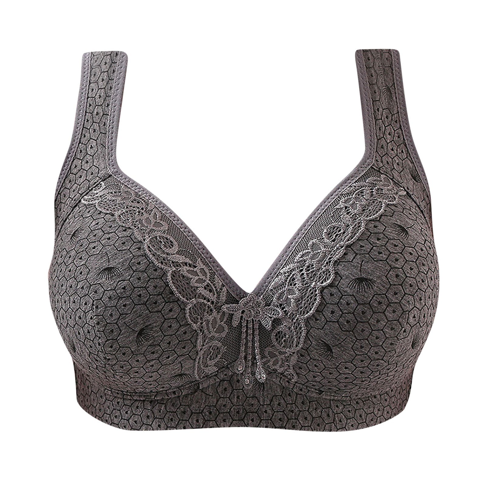 FRSASU Plus Size Bra Woman's Breathable Bra Underwear No Rims Dark Gray ...
